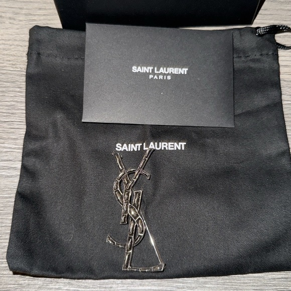 Yves Saint Laurent | Accessories | Ysl Logo Brooch Silver Tone | Poshmark